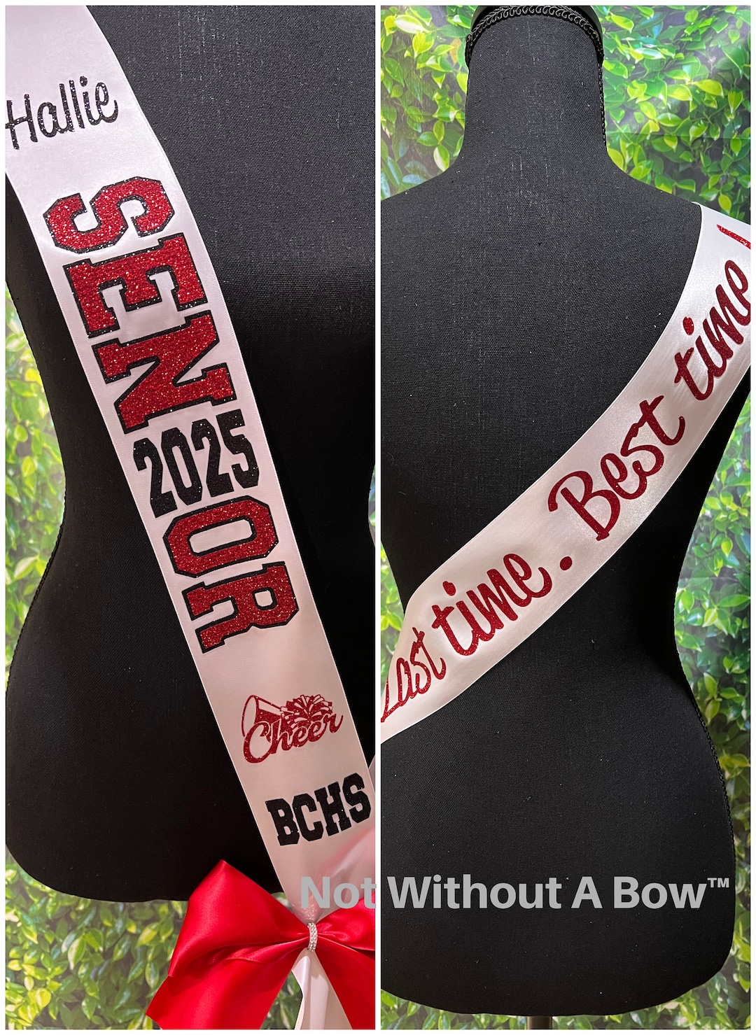 Outline Text Senior Sash - Cheerleading Cheer Dance Color Guard Soccer ...