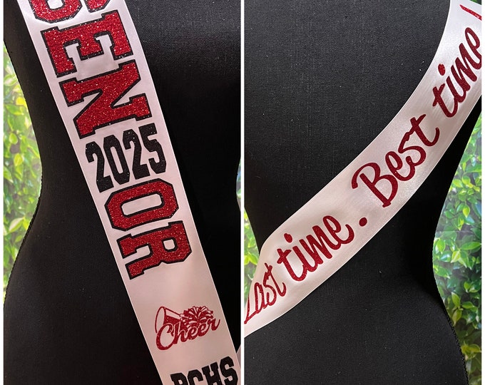 Outline Text Senior Sash Cheerleading Cheer Dance Color Guard Soccer ...