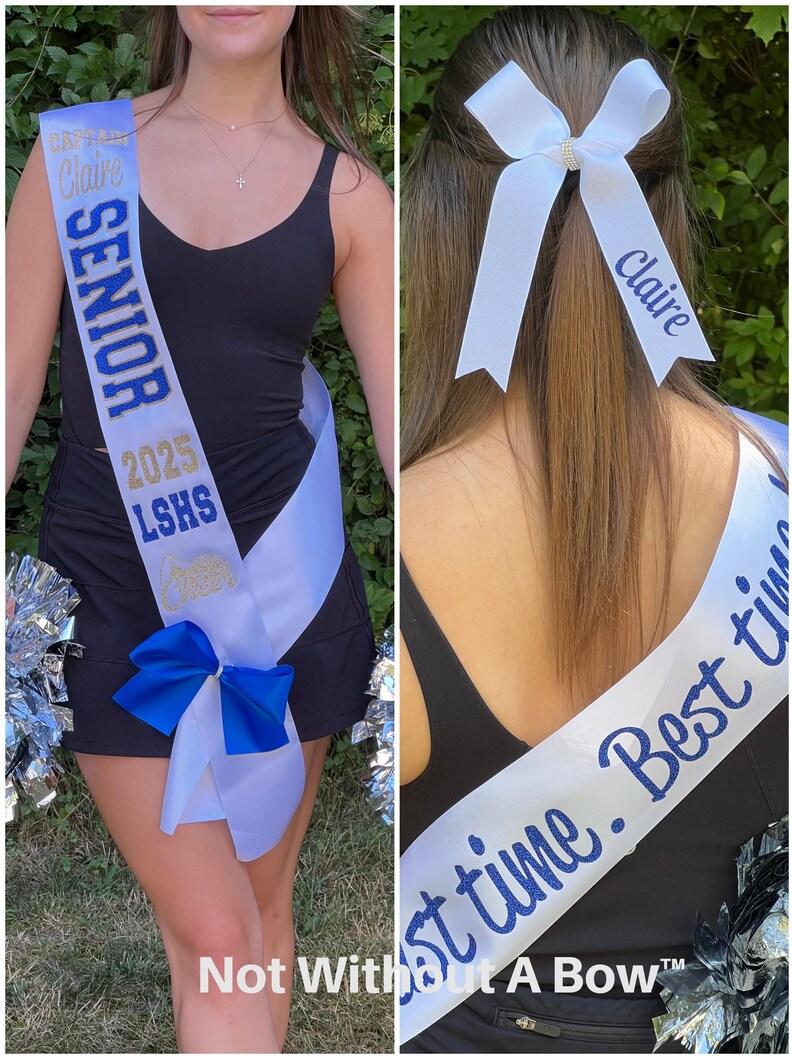 Wide Outline Text Senior Sash - Cheer Paw Dance Basketball Soccer ...