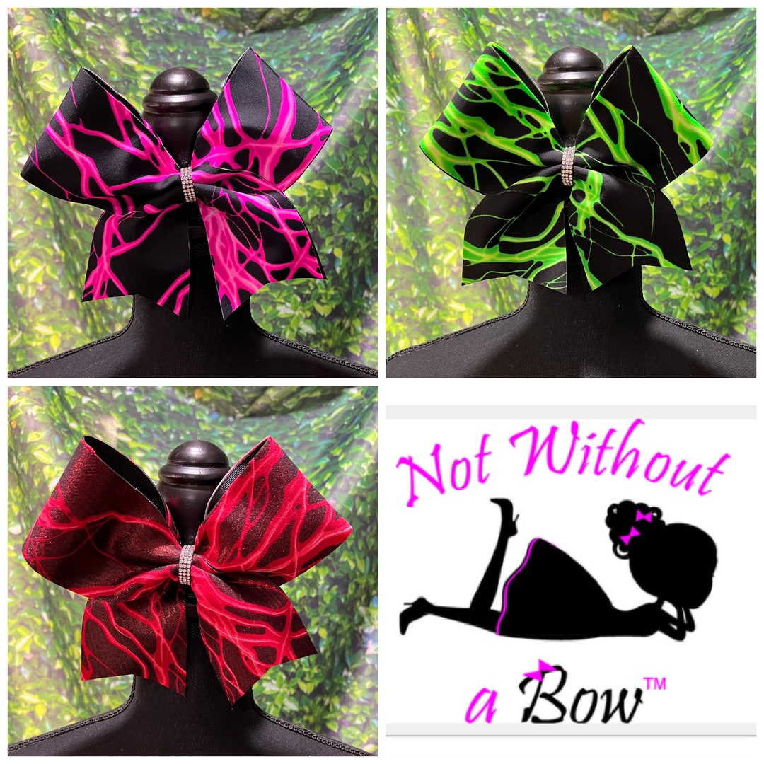Electric Lightning Bolt Cheer Bow - Neon Pink Neon Green Red & Black ...