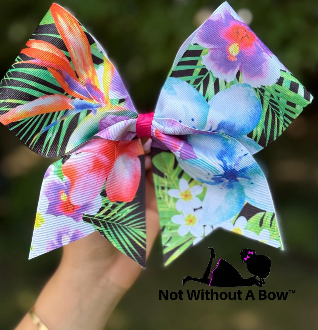Tropical Cheer Bow - Hawaiian Cheer Bow - Luau Cheer Bow Sublimation ...
