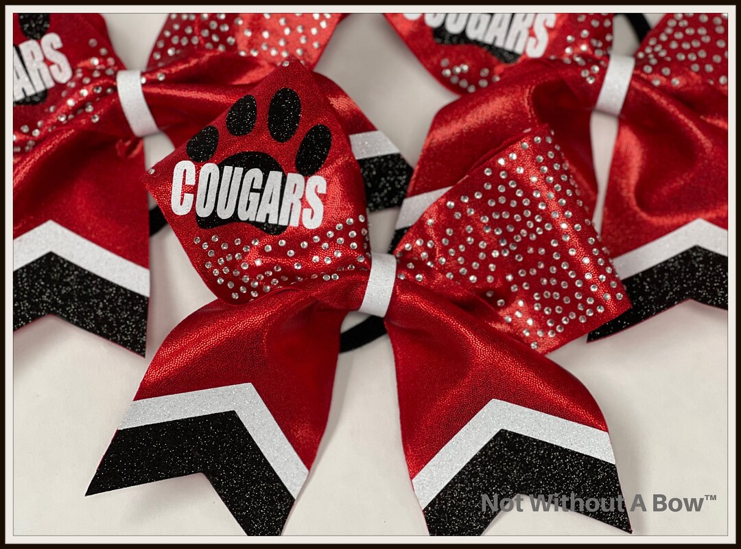 Paw Print Rhinestone Glitter Chevron Competition Cheer Bow - Customize ...