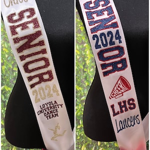 Wide Outline Text Senior Sash - Lacrosse Senior Sash - Wide Sash ...