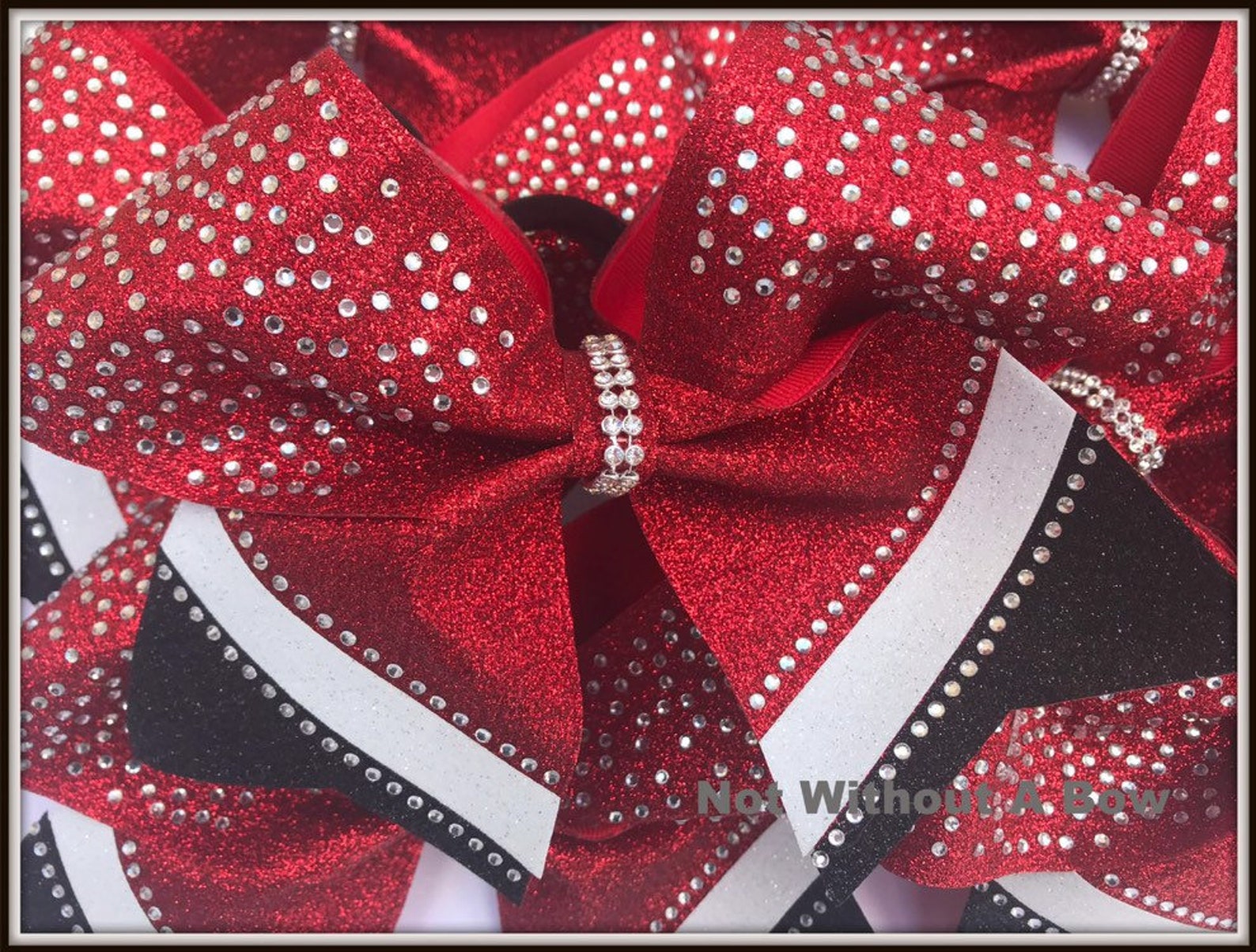 Rhinestone Glitter Cheer Bow - Custom Rhinestone Glitter Stripe ...