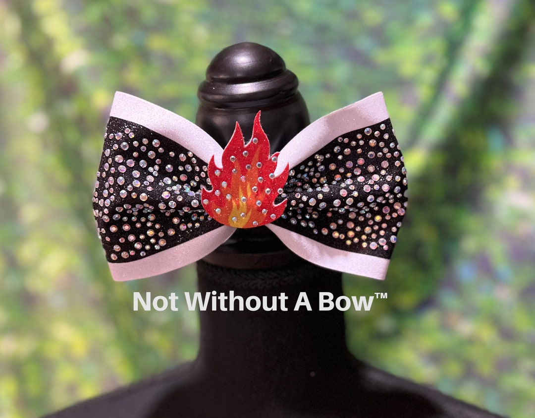 3d Center Flame Fire Rhinestone Tailless Cheer Bow - AB Rhinestones ...