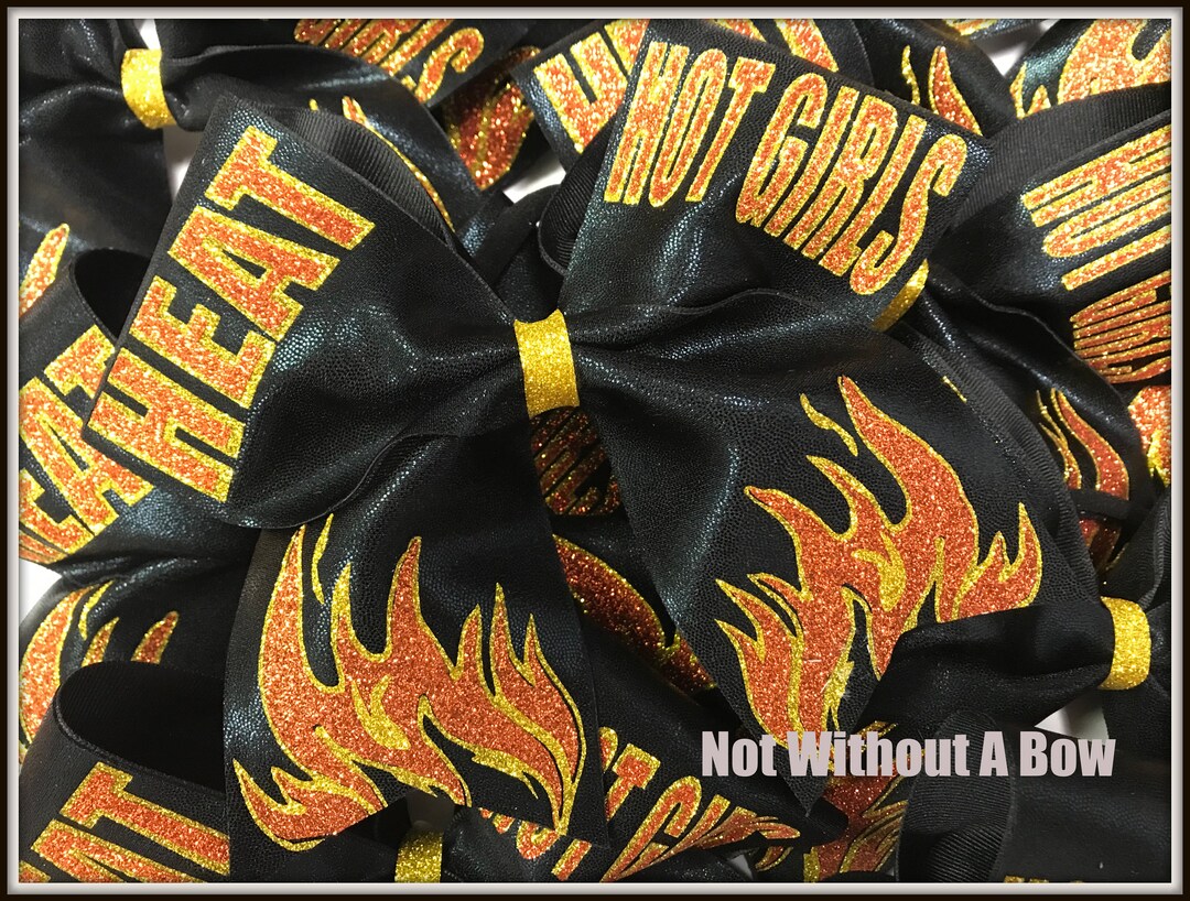 Flames Fire Glitter Cheer Bow - Choose Colors - Flame Cheer Bow - Heat ...