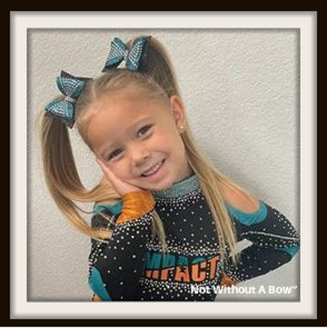 Rhinestone Pigtail Dolly Glitter Cheer Bows - Tailless Cheer Bow - Mini ...