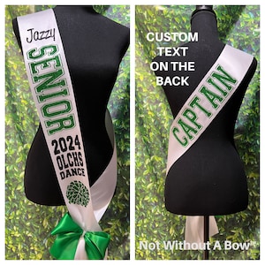 Senior Cheer Dance Pom Sash - Senior Night Sash - Custom Senior Sash ...