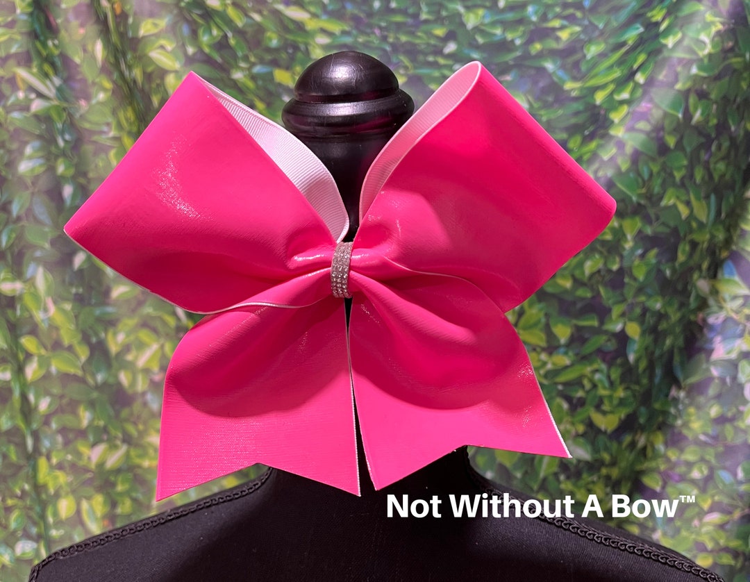 Hot Pink Signature Bow - Autograph Cheer Bow - Write on Bow Cheer Bow ...