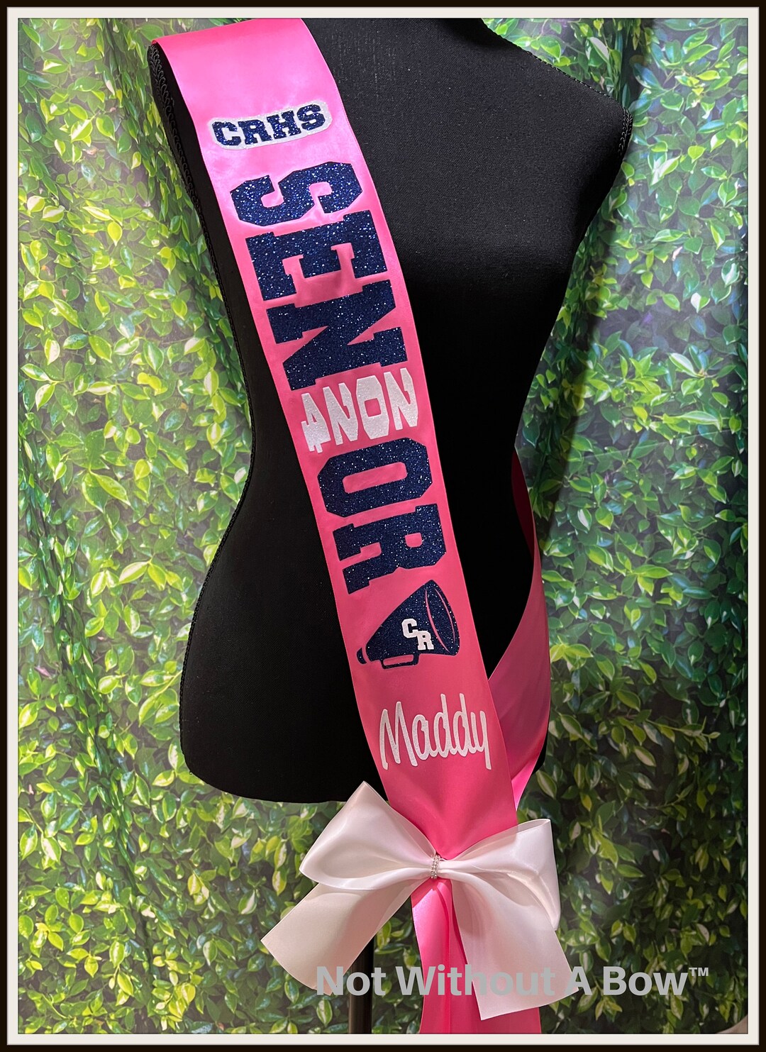 Cheer Senior Sash Senior Night Sash Megaphone Cutout Cheer Sash Wide ...