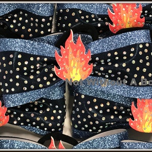 3d Center Flame Fire Rhinestone Tailless Cheer Bow - AB Rhinestones ...