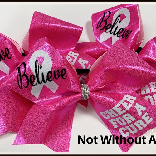 Pink Cheer Bow Cheer for A Cure Believe Awareness Ribbon | Etsy