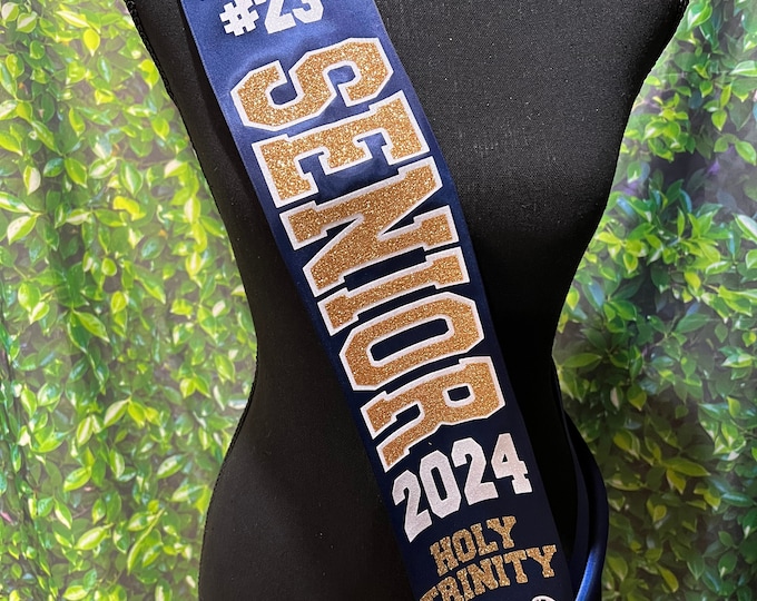 Wide Outline Text Senior Sash - Lacrosse Senior Sash - Wide Sash ...
