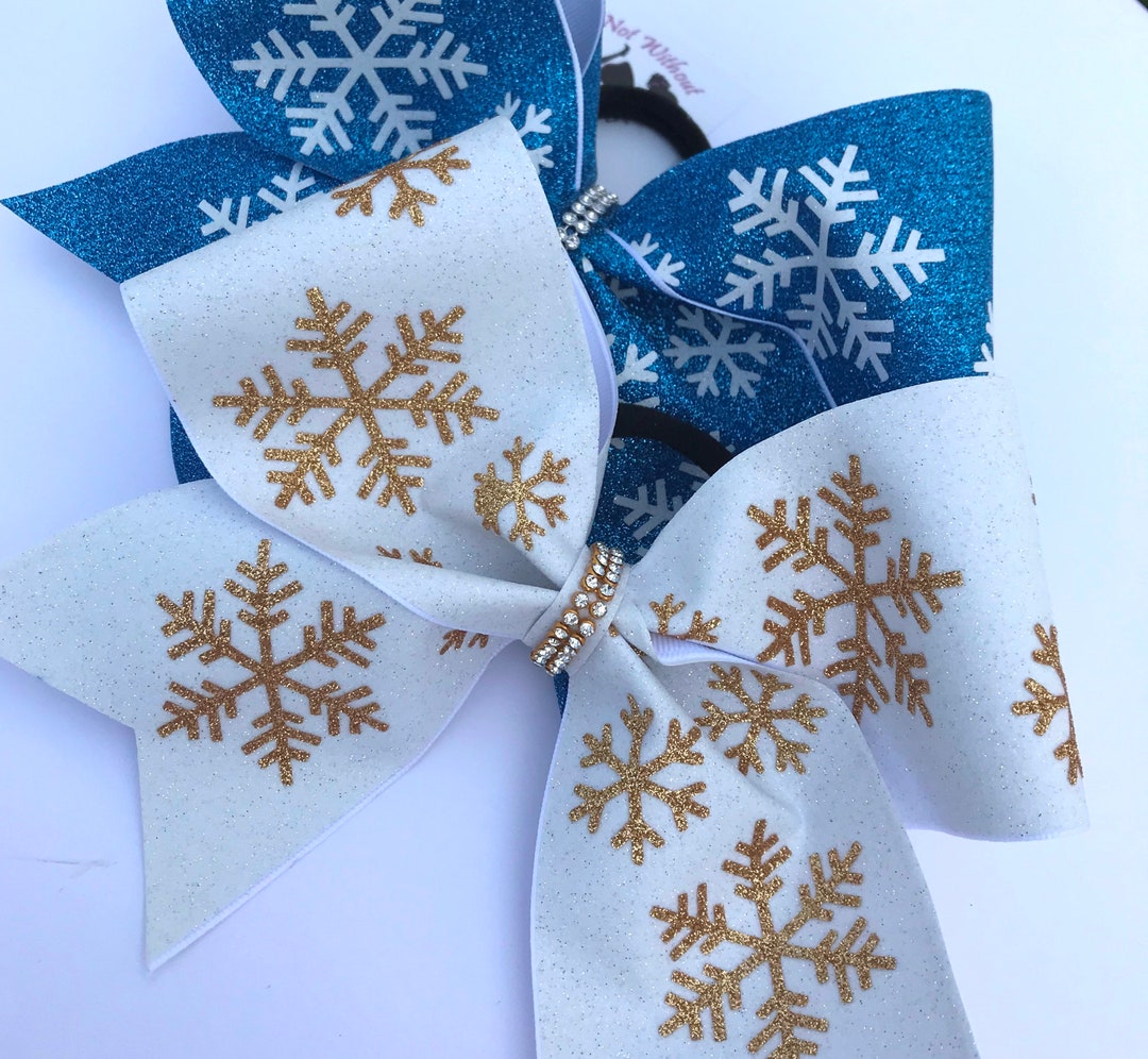 Christmas Cheer Bow - Snowflake Cheer Bow - Winter Christmas Holiday ...