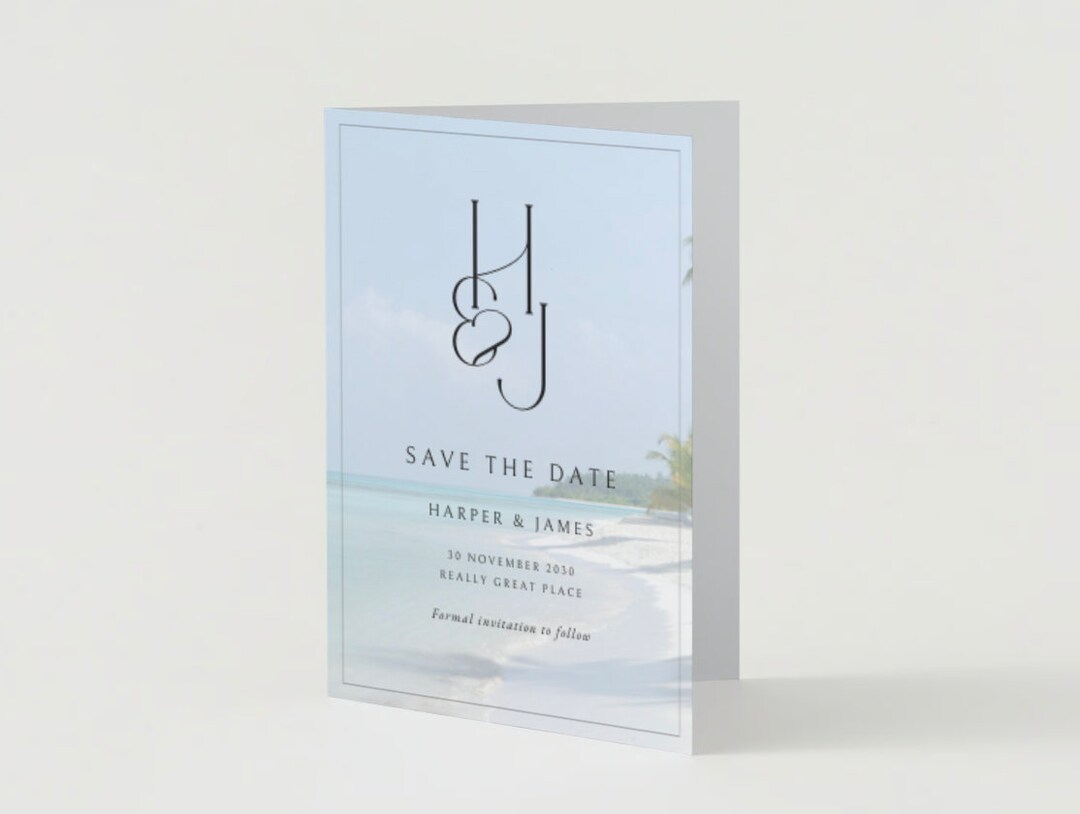 Modern Beach-themed Wedding Invitation Clean & Elegant Printable ...
