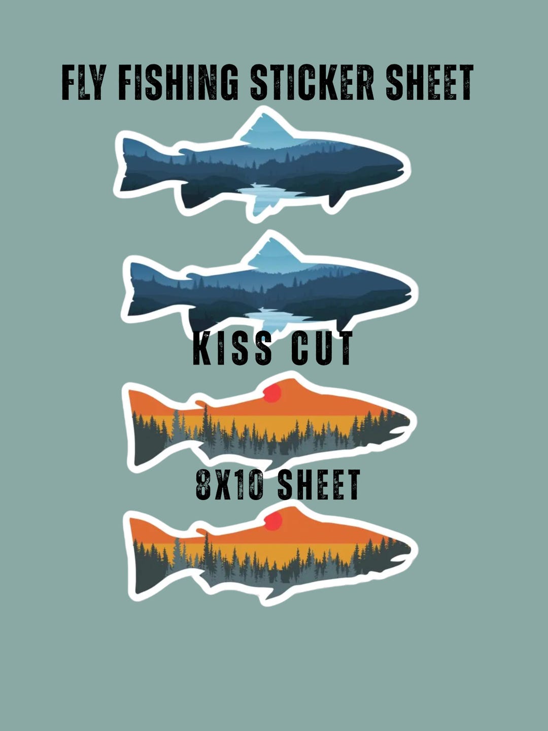 Trout Fishing Indoor Sticker Sheet: Vinyl Decals for Anglers - Etsy