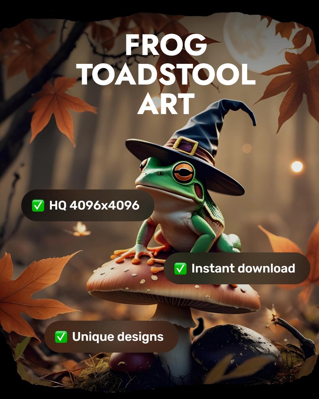 Halloween Frog-toadstool Pictures: 3 PNG Files 4096x4096 HQ Download - Etsy