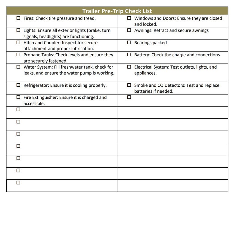 RV Trip Checklist, RV Travel Checklist, Must-have Rv Items, Digital ...