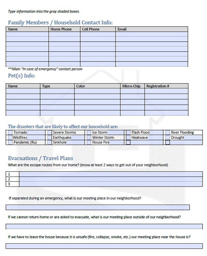 Family Disaster Plan Template, Emergency Plan, Disaster, Planner ...