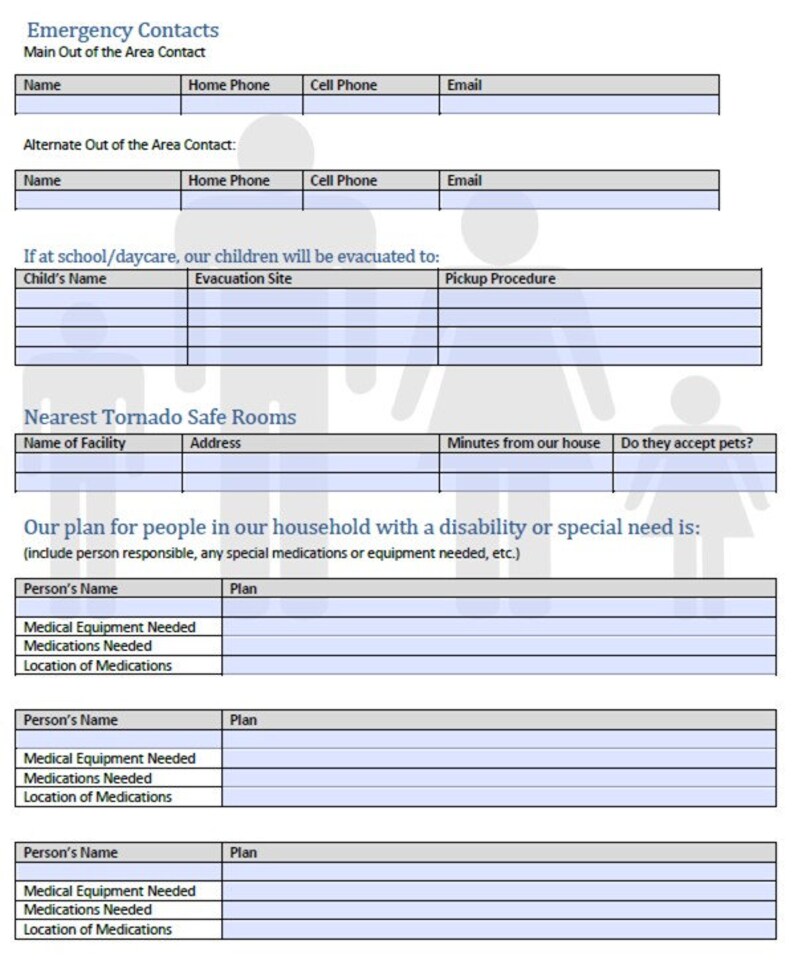 Family Disaster Plan Template, Emergency Plan, Disaster, Planner ...