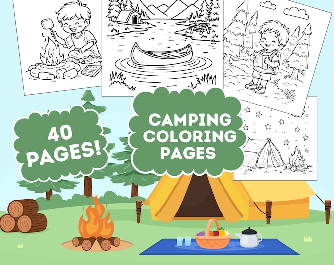40 Camping Coloring Pages for Kids | Toddler Outdoor Adventure Activity ...