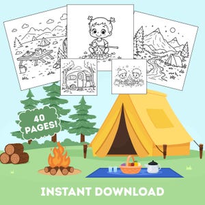 Camping Coloring Pages: 40 Easy Toddler Activity Sheets (digital ...
