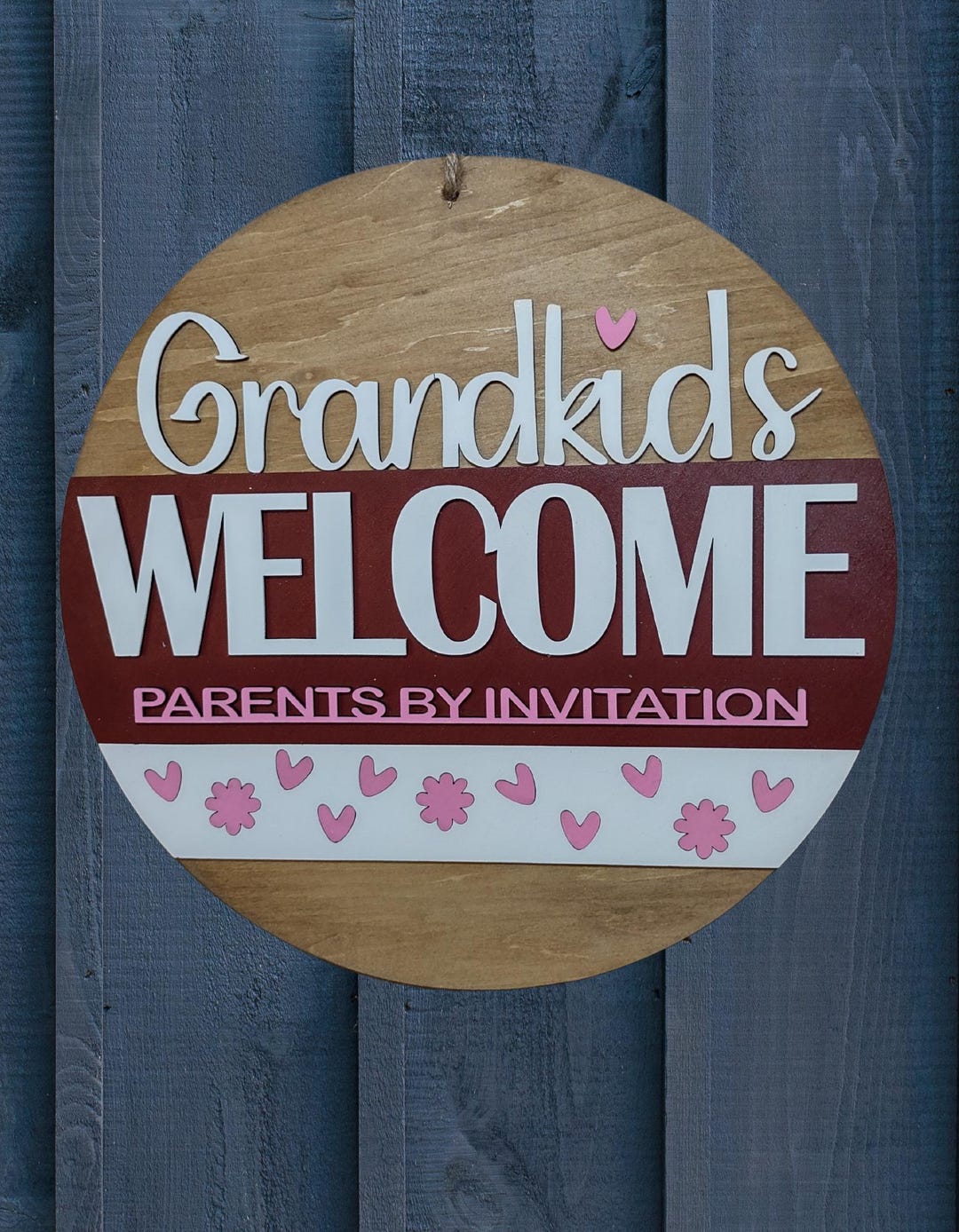 Grandkids Welcome, Parents by Invitation 12" Door Hanger: Funny Laser ...
