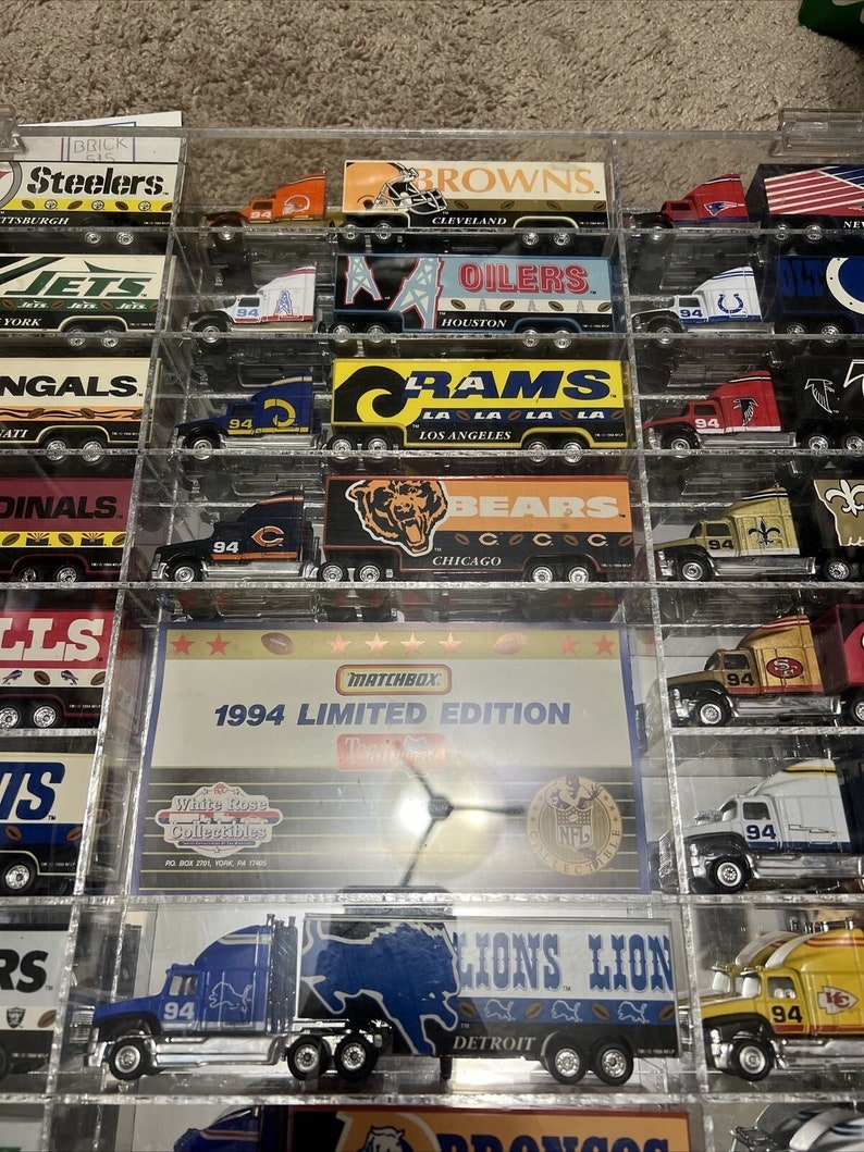 1994 Matchbox Tractor Trailer Transporter Semi 1/80 Set of All 28 NFL ...