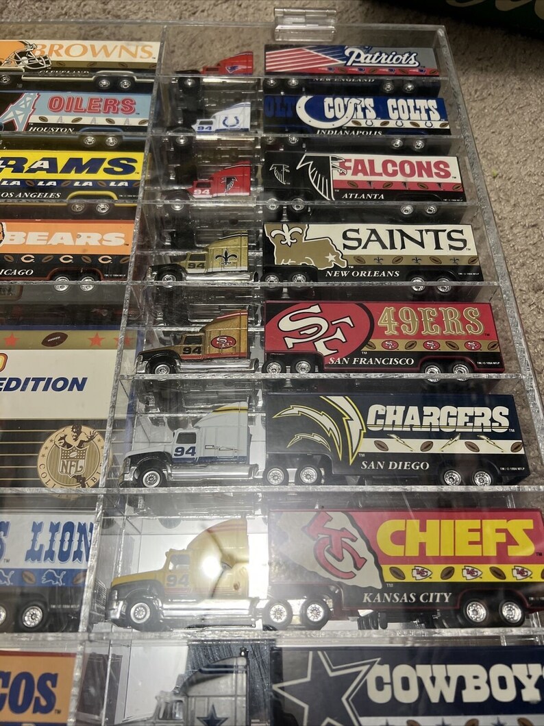 1994 Matchbox Tractor Trailer Transporter Semi 1/80 Set of All 28 NFL ...