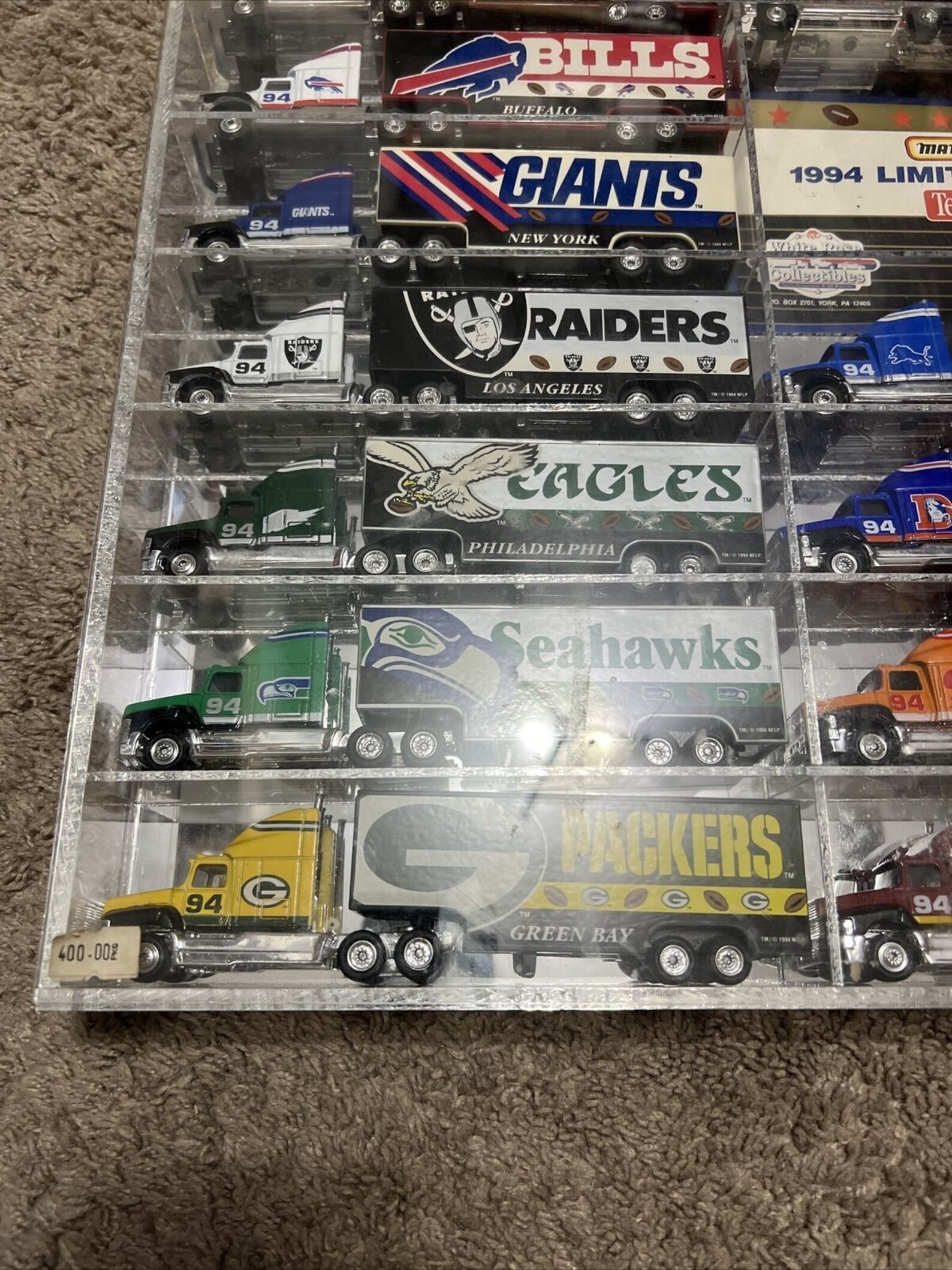 1994 Matchbox Tractor Trailer Transporter Semi 1/80 Set of All 28 NFL ...