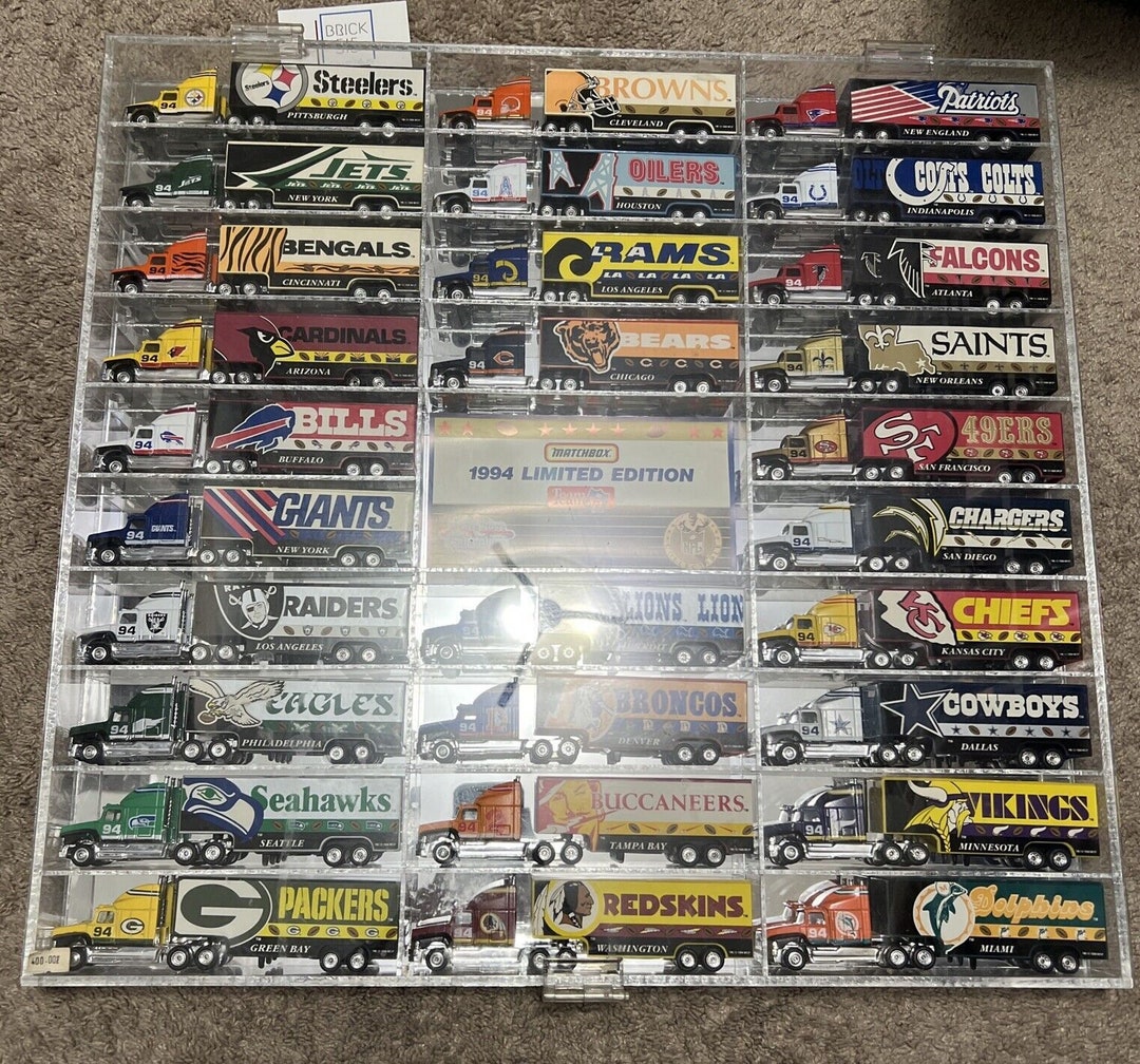 1994 Matchbox Tractor Trailer Transporter Semi 1/80 Set of All 28 NFL ...