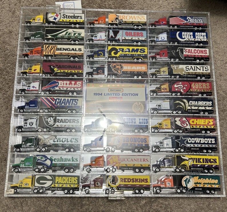 1994 Matchbox Tractor Trailer Transporter Semi 1/80 Set of All 28 NFL ...