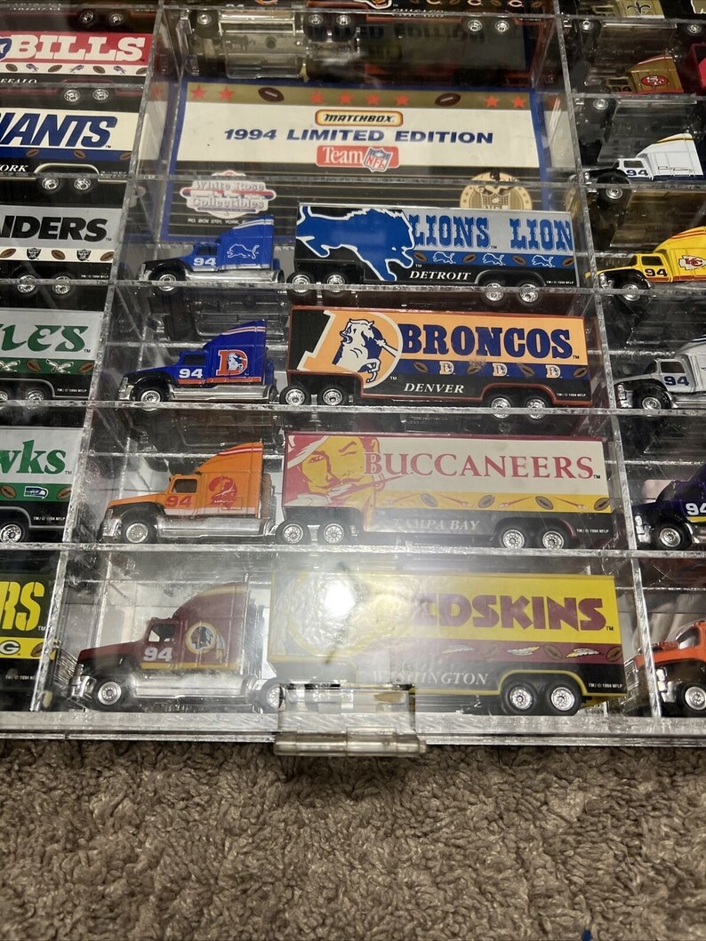 1994 Matchbox Tractor Trailer Transporter Semi 1/80 Set of All 28 NFL ...