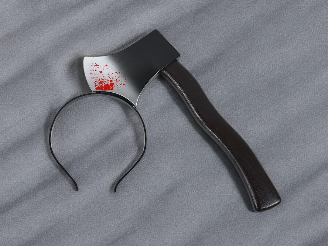 Halloween Bloody Axe Prop Fake Saws Knife Headband Prank Decoration ...