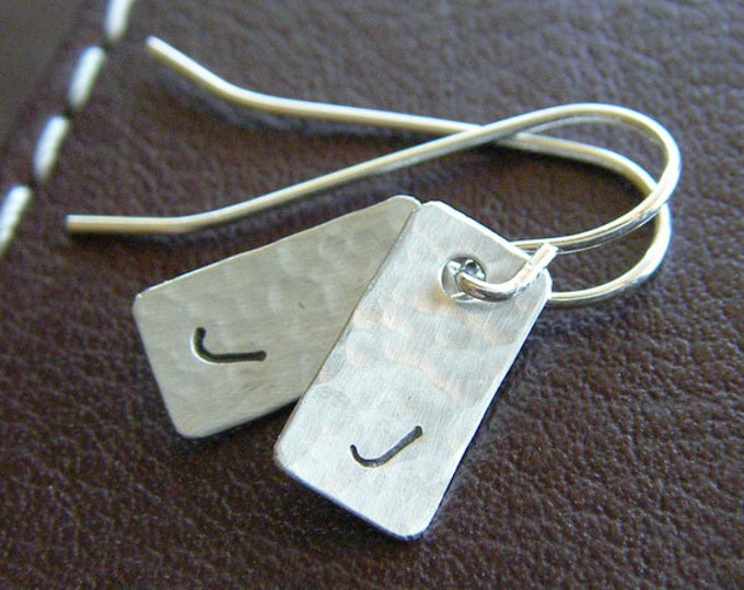 Personalized Initial Bar Earrings - Hand Stamped Sterling Silver ...