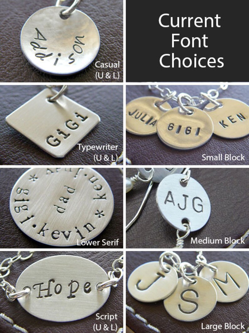 Personalized Square Charm Necklace – Hand Stamped Sterling Silver – 3/4 ...
