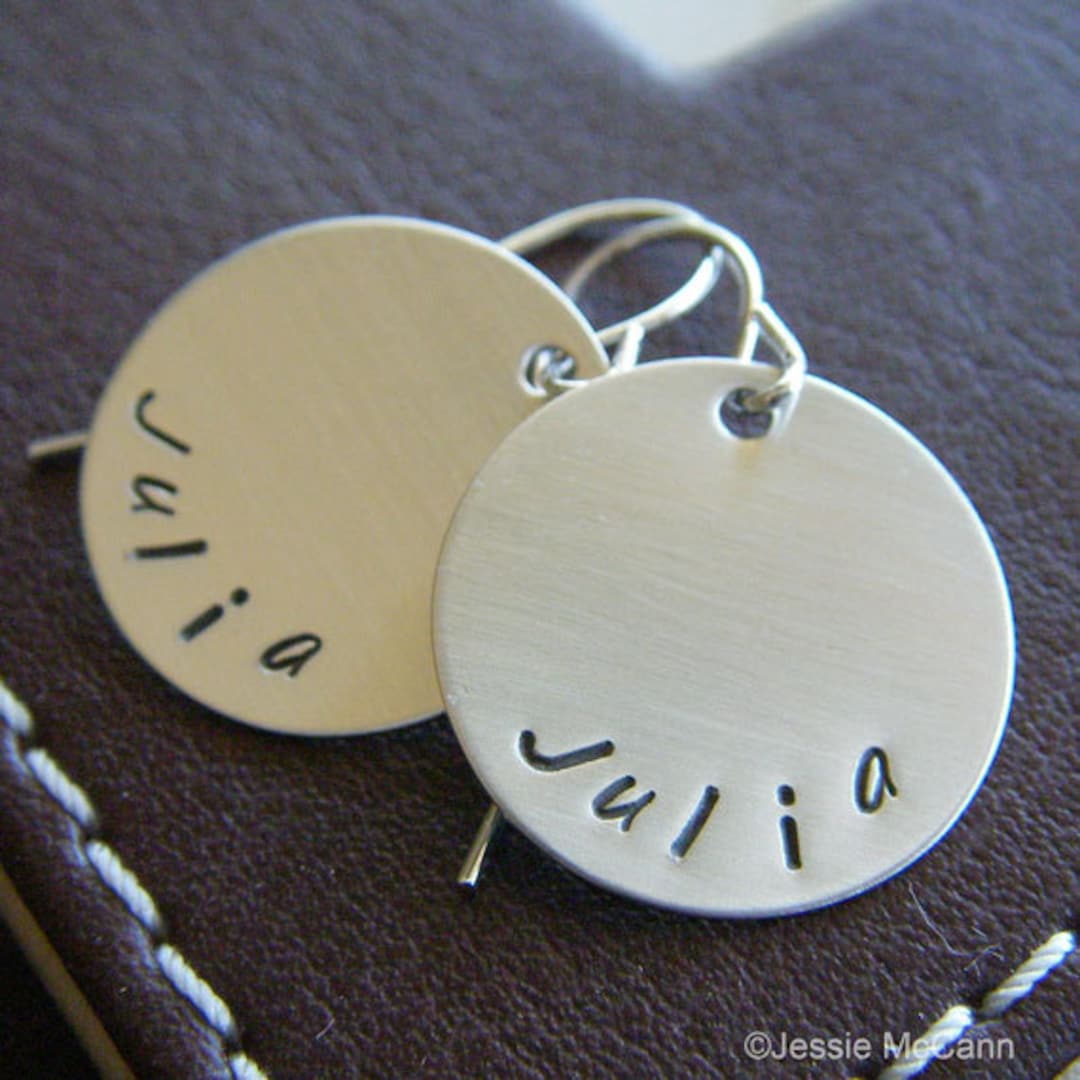 Personalized Sterling Silver Earrings - Hand Stamped With Names or ...