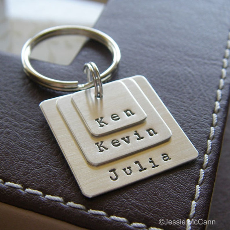 Custom Keychain Personalized Hand Stamped Sterling Silver - Etsy