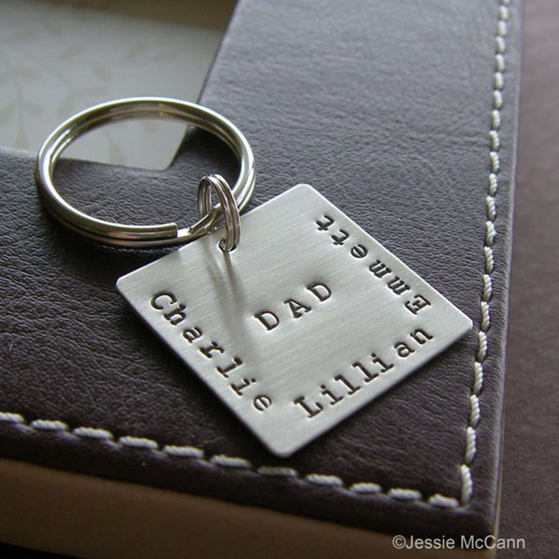 Custom Keychain Personalized Hand Stamped Sterling Silver | Etsy