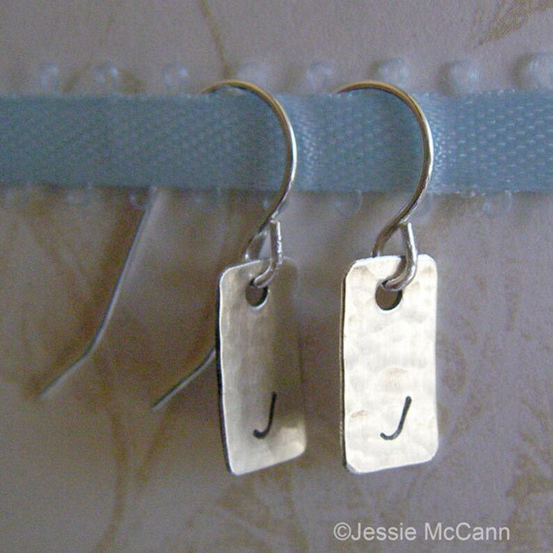 Personalized Initial Bar Earrings Hand Stamped Sterling | Etsy