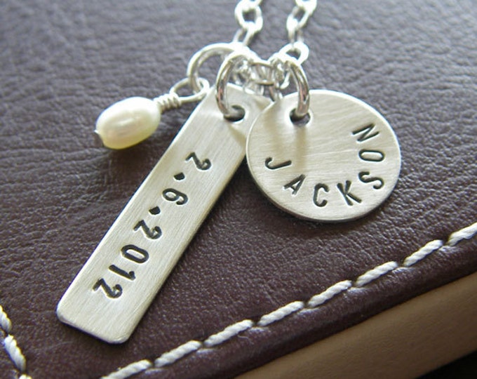 Personalized Silver Necklace - Hand Stamped Sterling Silver Custom ...