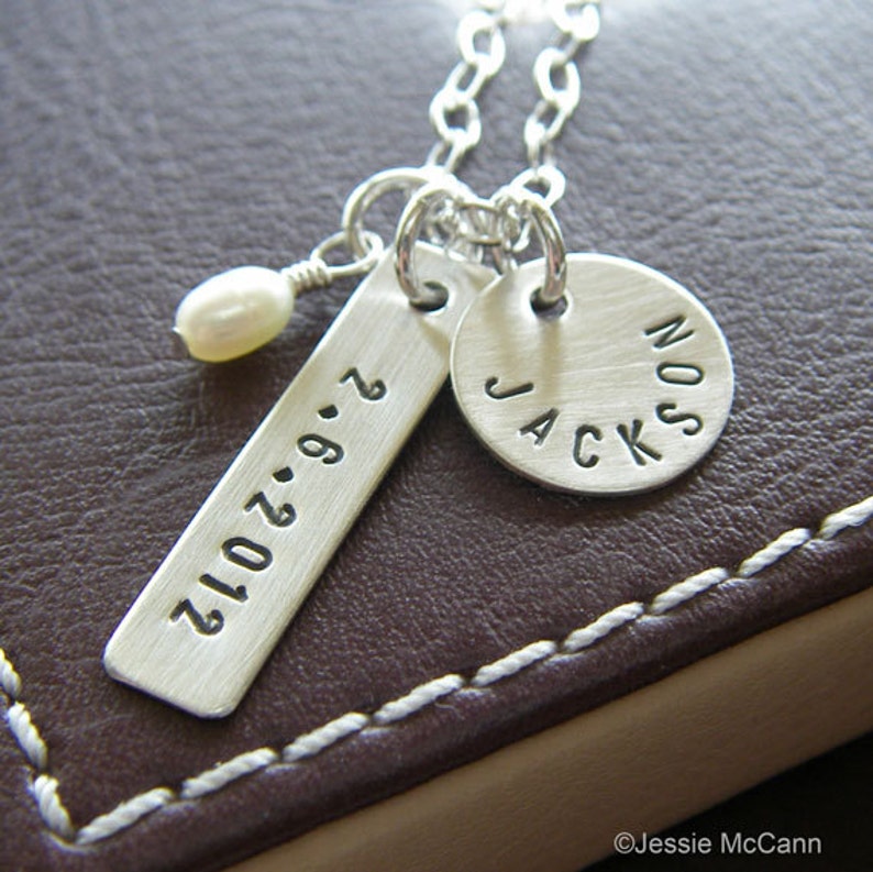 Personalized Silver Necklace Hand Stamped Sterling Silver - Etsy