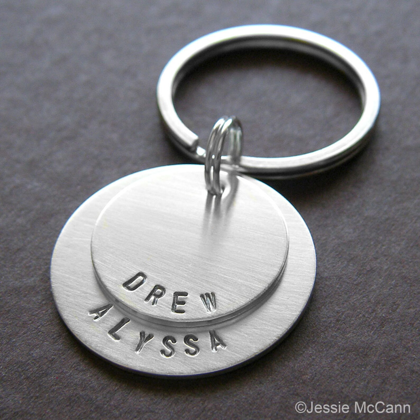 Custom Keychain Personalized Hand Stamped Sterling Silver | Etsy