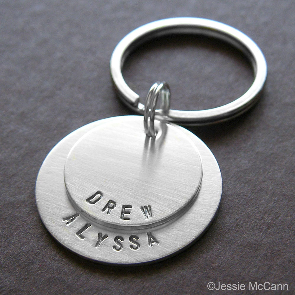 Custom Keychain Personalized Hand Stamped Sterling Silver | Etsy