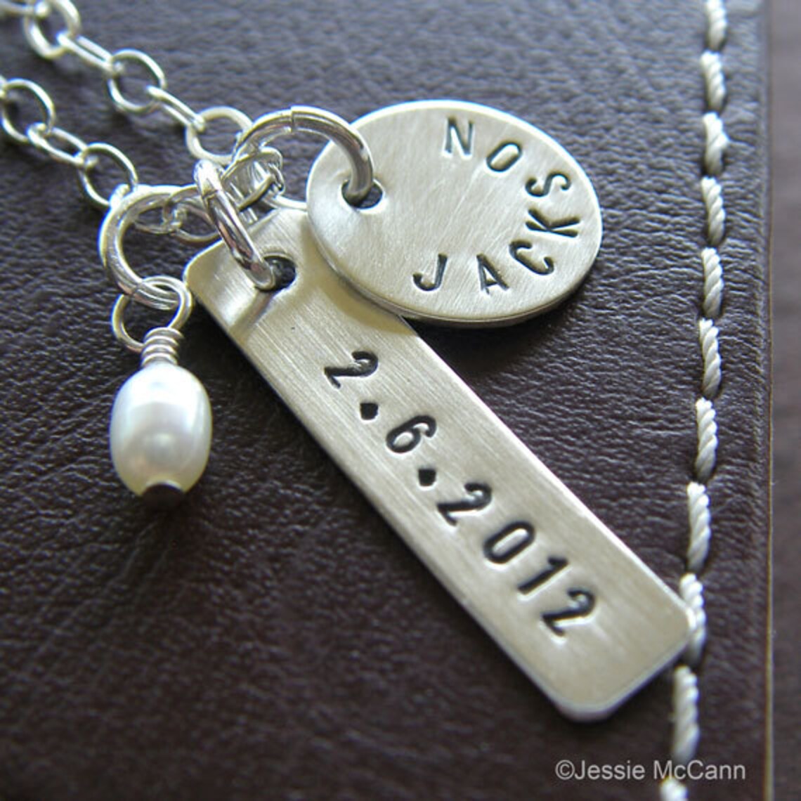 Personalized Silver Necklace - Hand Stamped Sterling Silver Custom ...