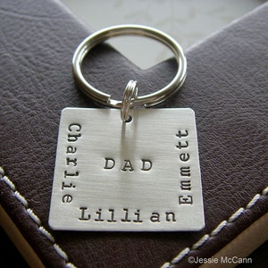 Custom Keychain - Personalized Hand Stamped Sterling Silver - 1" Square ...