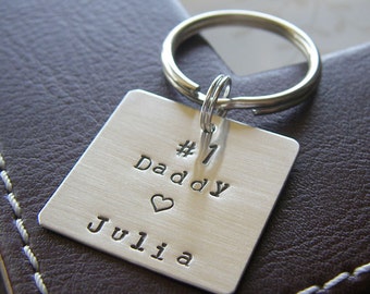 Custom Hand Stamped Sterling Silver Key Chain - Etsy