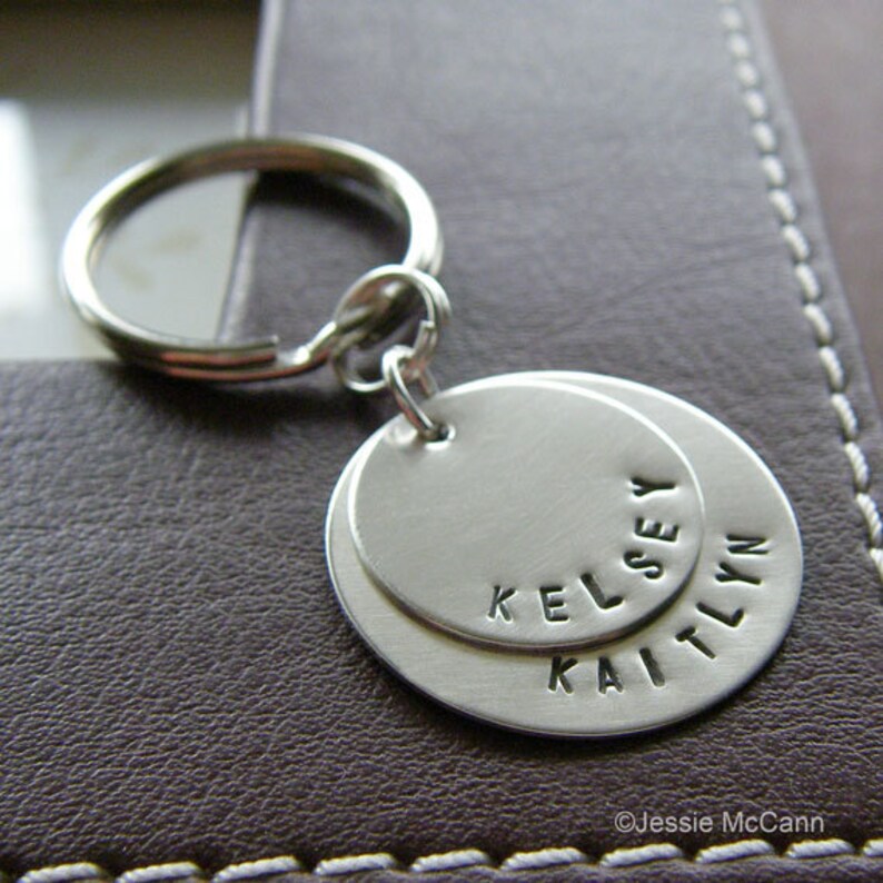 Custom Keychain Personalized Hand Stamped Sterling Silver | Etsy
