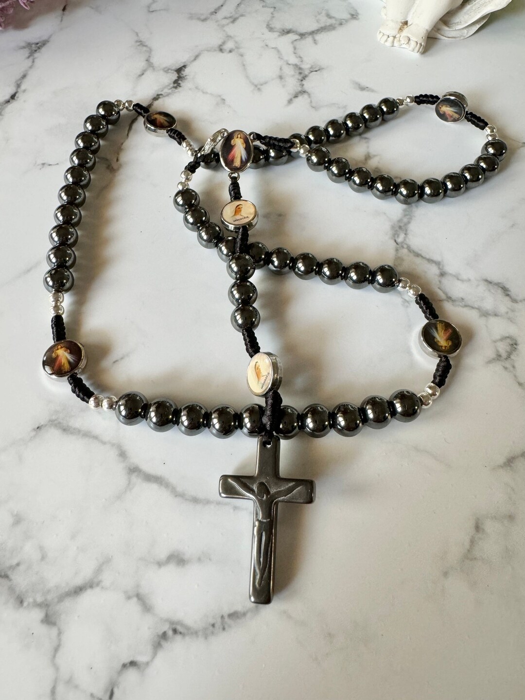 Handmade Beautiful Rosary From Medjugorje | Hematite | Ceramic Crucifix ...