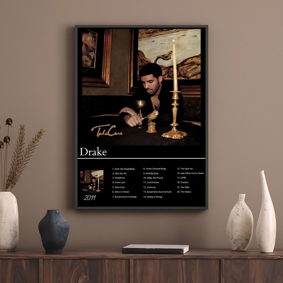 Drake Album Cover Poster, Take Care Album, Drake Poster With Frame ...